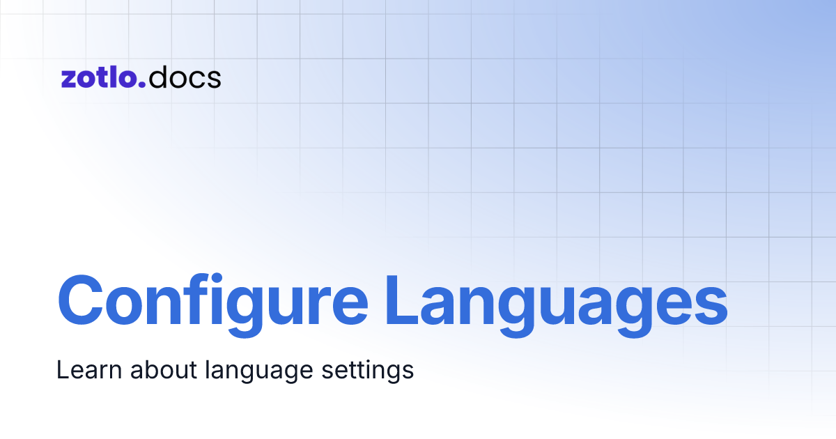 Configure Languages